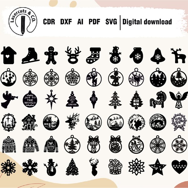 Cnc Dxf Christmas Ornaments - Etsy