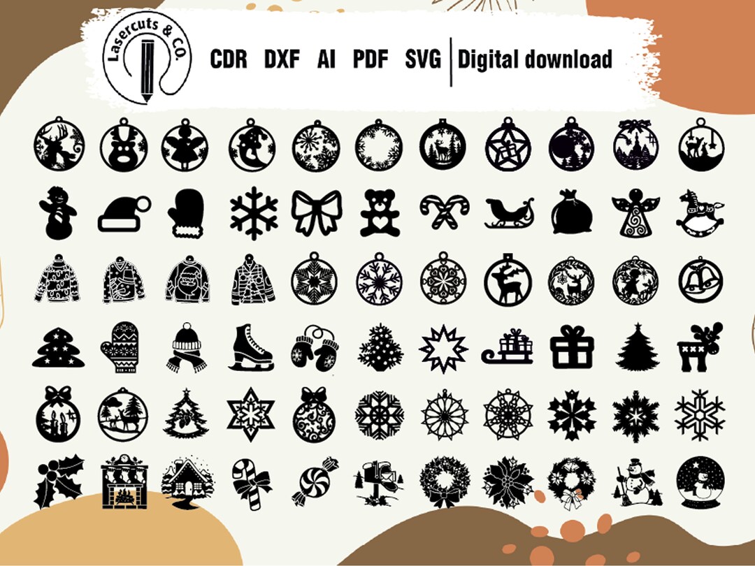 60 Cnc Christmas Tree Ornaments, Bundle Vector Cdr Dxf Svg for Laser ...
