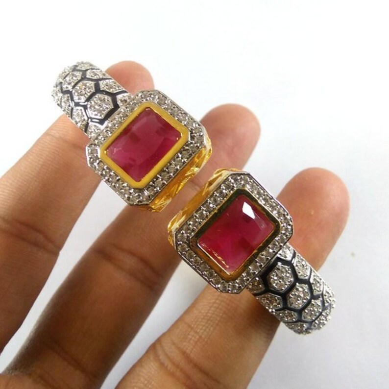 Imitation Ruby Indian Jewelry Bracelet Beautiful Cuff Bangle | Etsy