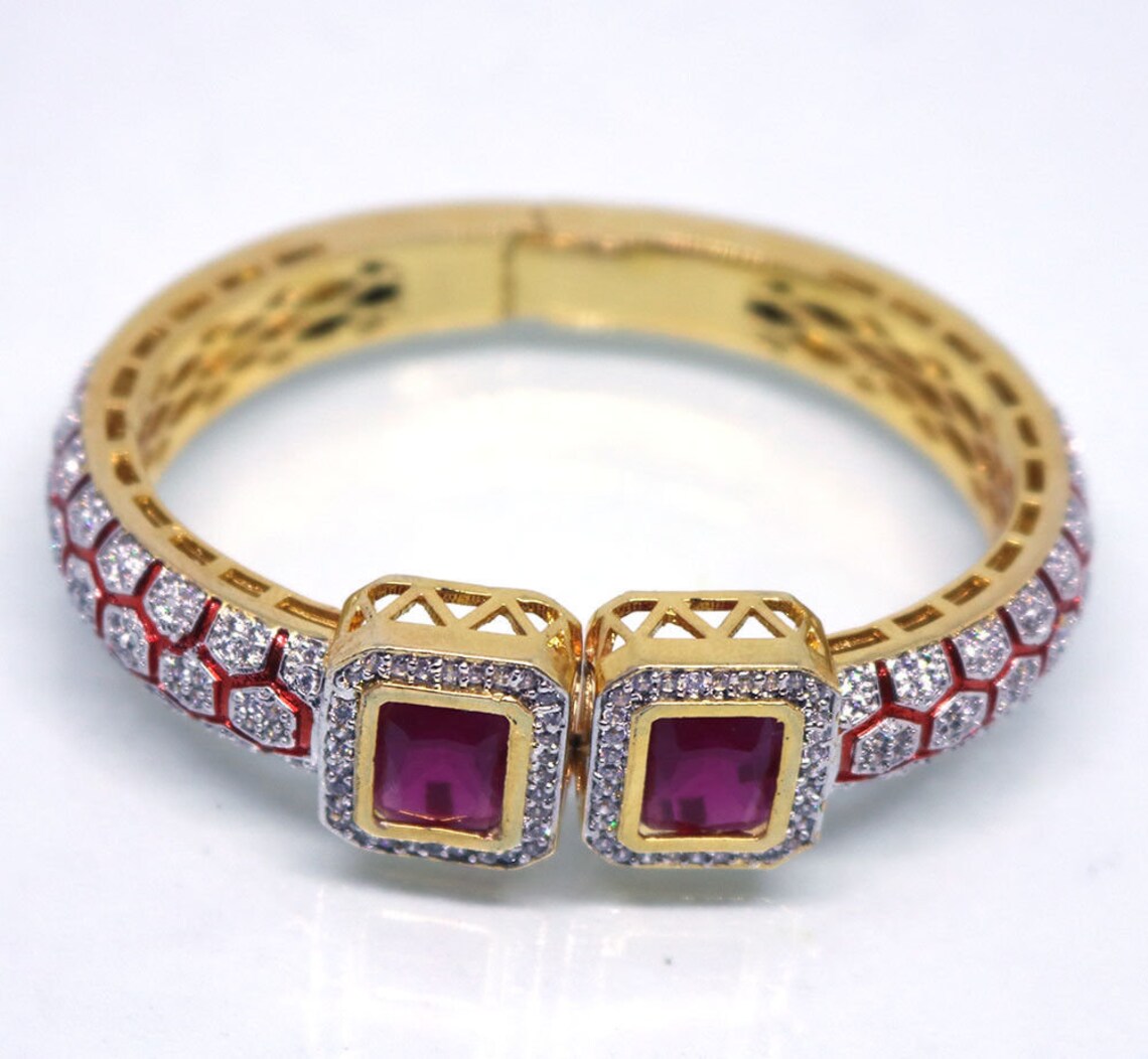 1 Piece Ruby imitation Bracelet Cuff Bangle Bracelet Gold - Etsy