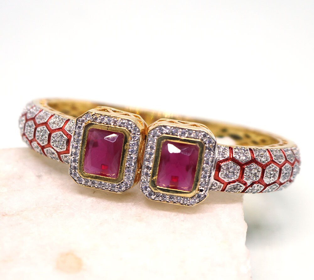 1 Piece Ruby imitation Bracelet Cuff Bangle Bracelet Gold - Etsy