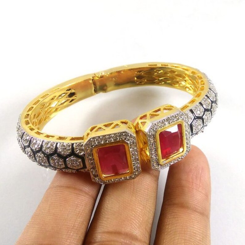 Imitation Ruby Indian Jewelry Bracelet Beautiful Cuff Bangle | Etsy