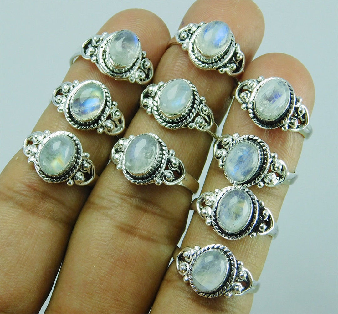 Wholesale Lot Natural Moonstone Rings, AAA Moonstone Gemstone Rings ...