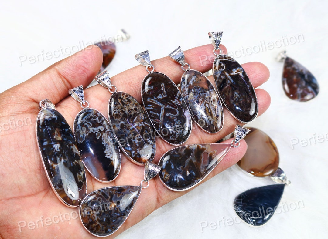 Natural Turkish Stick Agate Bezel Pendant, Natural Gemstone Pendant ...
