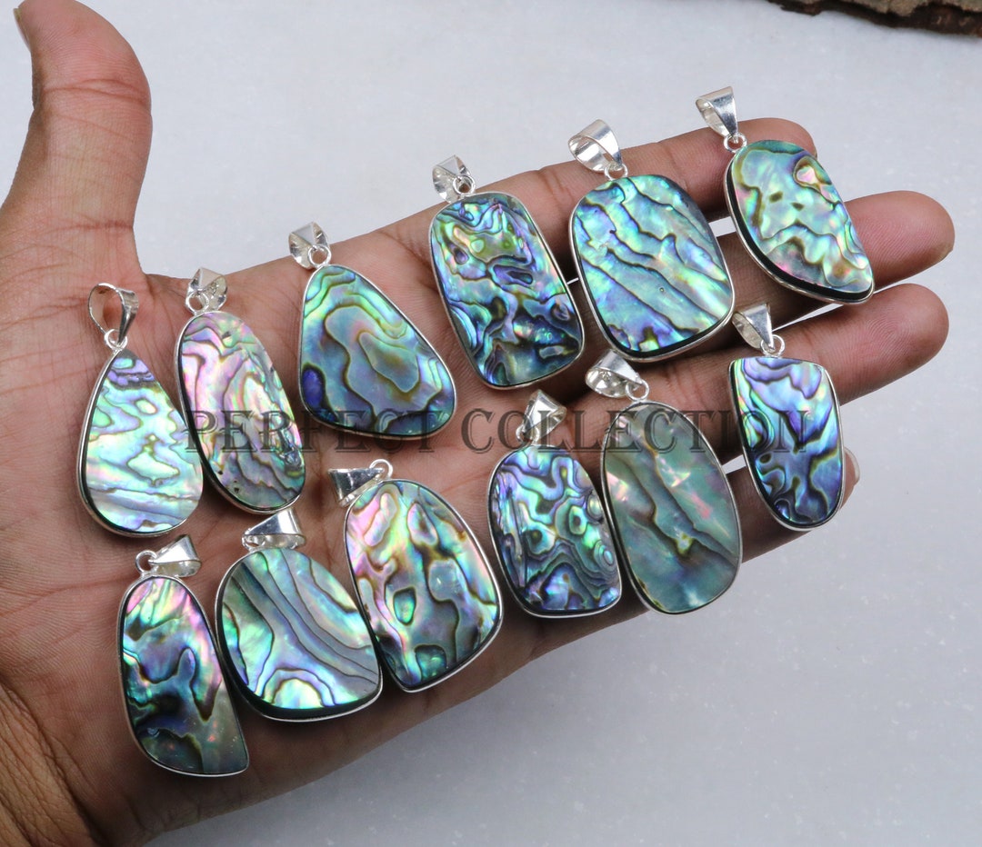 Natural Abalone Shell Gemstone Bezel Pendants Bezel Pendant - Etsy