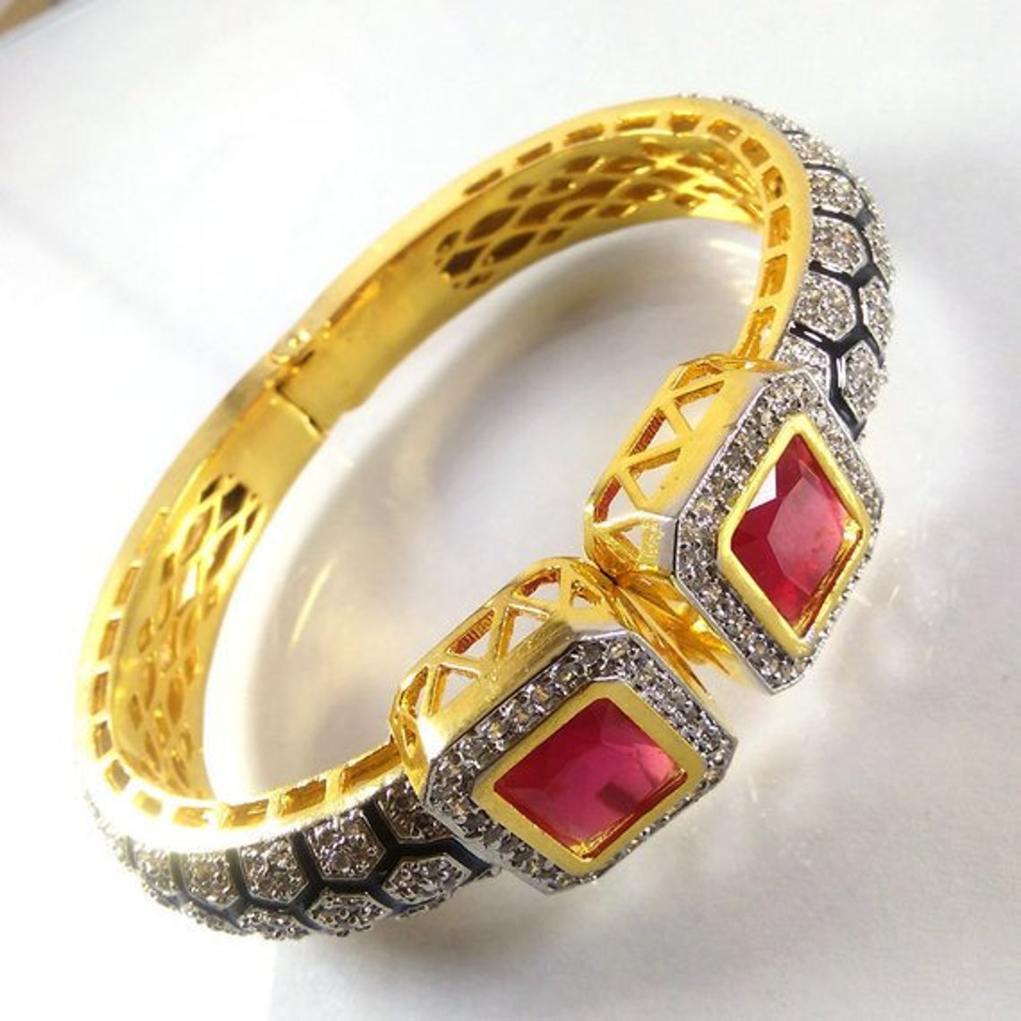 Imitation Ruby Indian Jewelry Bracelet Beautiful Cuff Bangle - Etsy
