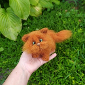 Crochet Fluffy Red Cat, Pets Memorial, Original Interior Toy, Unique ...
