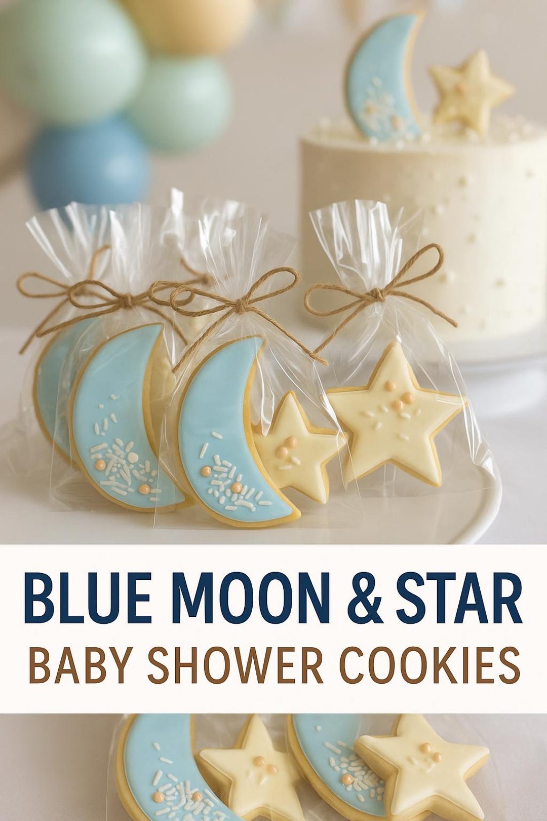 Twinkle Little Star Baby Shower Cookies: Blue Moon & Gold Star Favors ...