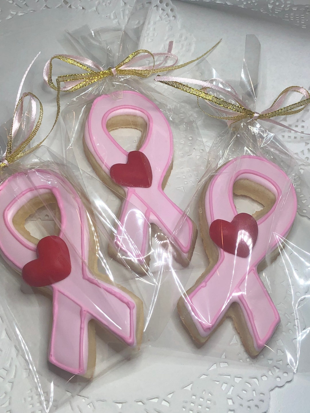 Pink Ribbon Cookies Breast Cancer Awareness Cookies Decorated Sugar ...