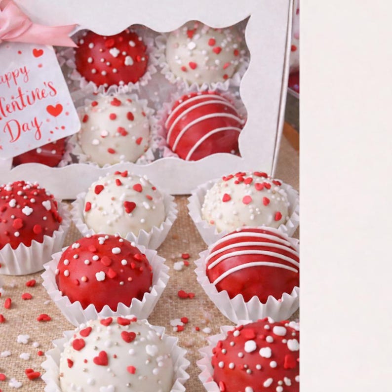 Valentines Chocolate Truffles Gift Box Six Handmade Red and White ...
