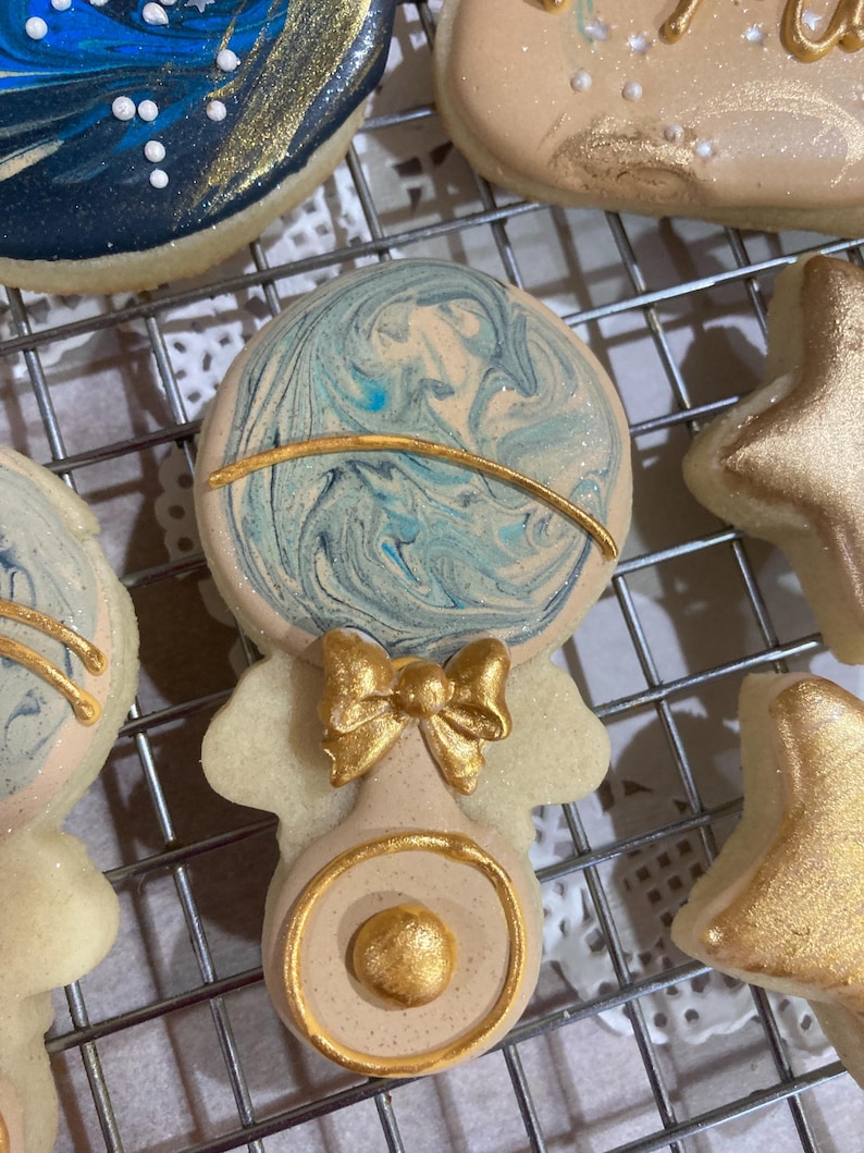 Galactic Baby Shower Cookies Navy Gold Celestial Constellation Sugar ...
