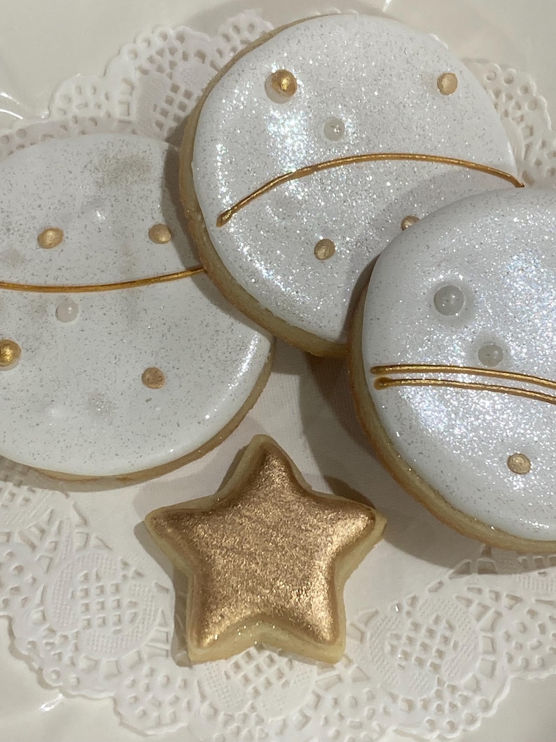 Galactic Baby Shower Cookies Navy Gold Celestial Constellation Sugar ...