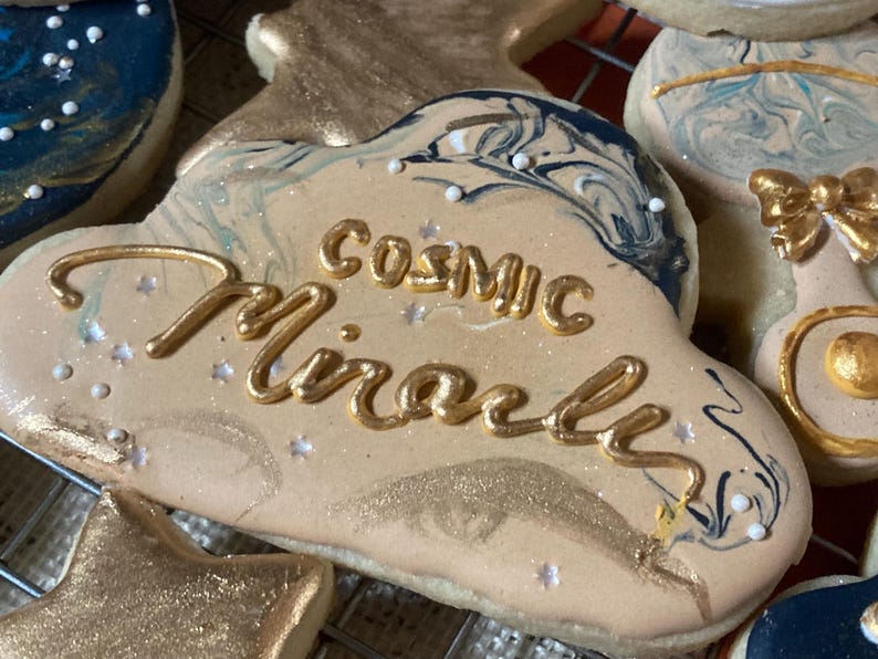 Galactic Baby Shower Cookies Navy Gold Celestial Constellation Sugar ...