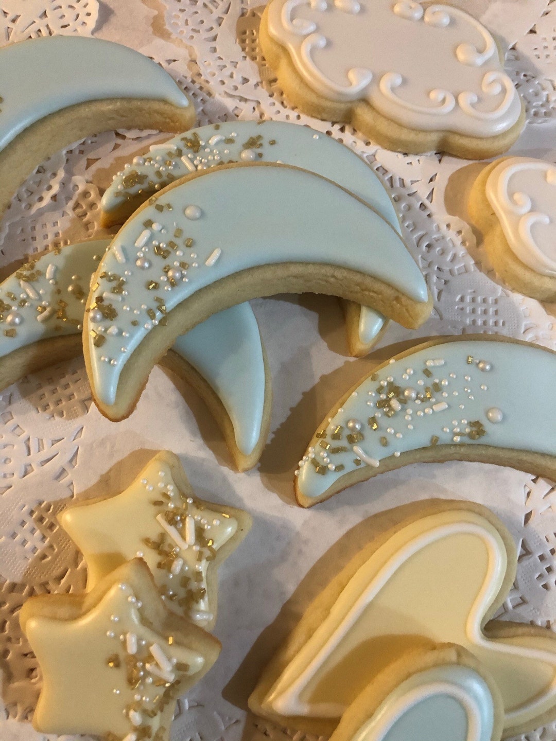 Blue Moon Baby Shower Cookies, Twinkle Little Star Quarter Moon Sugar ...