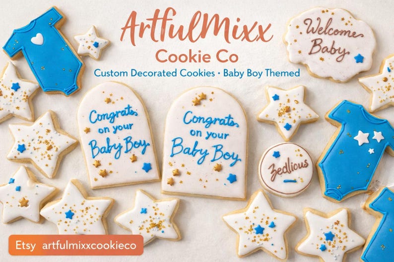 Baby Boy Cookie Gift Set New Parents Congratulations Gift Welcome Baby ...