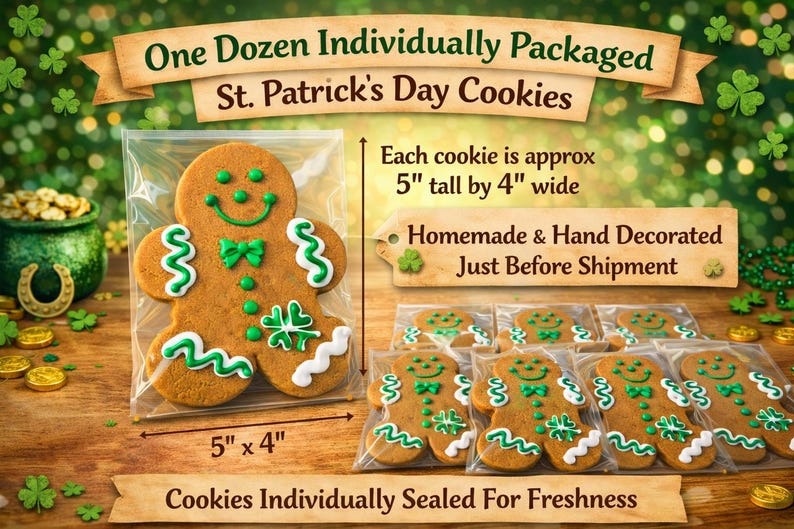 St Patricks Day Gingerbread Cookies Shamrock Party Treats Hand ...