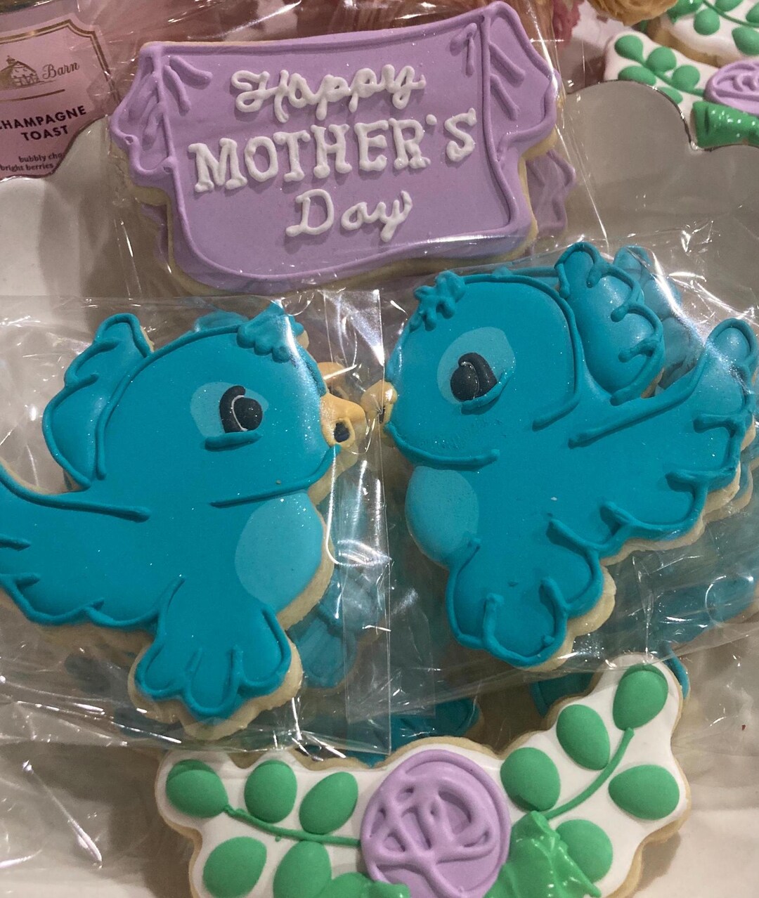 Mother's Day Sugar Cookies: Bluebird & Rose Iced Cookies, Homemade Gift ...