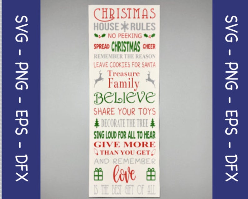 Christmas Sign SVG, Holiday Sign SVG, Christmas Rules, Christmas Rules ...