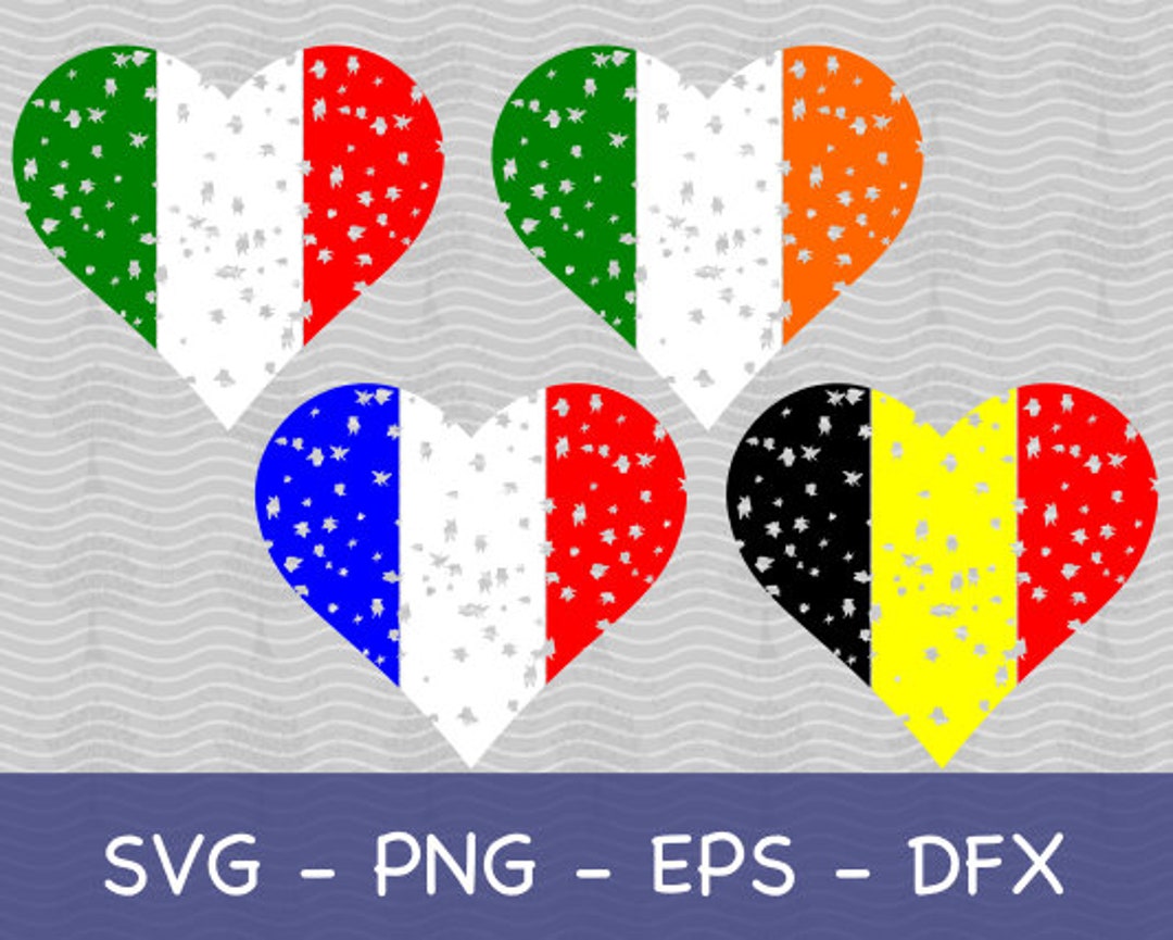 Distressed Tricolor Heart SVG, Italian Heart Flag, Irish French German ...