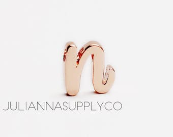 Rose Gold Initial Letters M Charms Cursive | Etsy