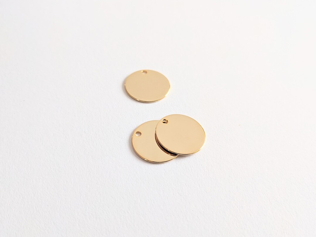 5 Gold Single Hole Disc Pendants 15mm for Stamping Engraving - Etsy