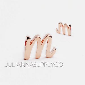 Rose Gold Initial Letters M Charms Cursive - Etsy Canada
