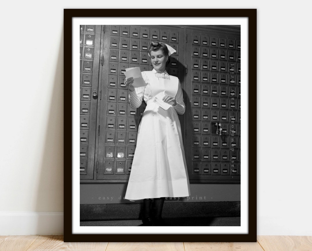 Vintage Nurse in Uniform - 1940s 50s Medical Hospital Photo - Printable ...