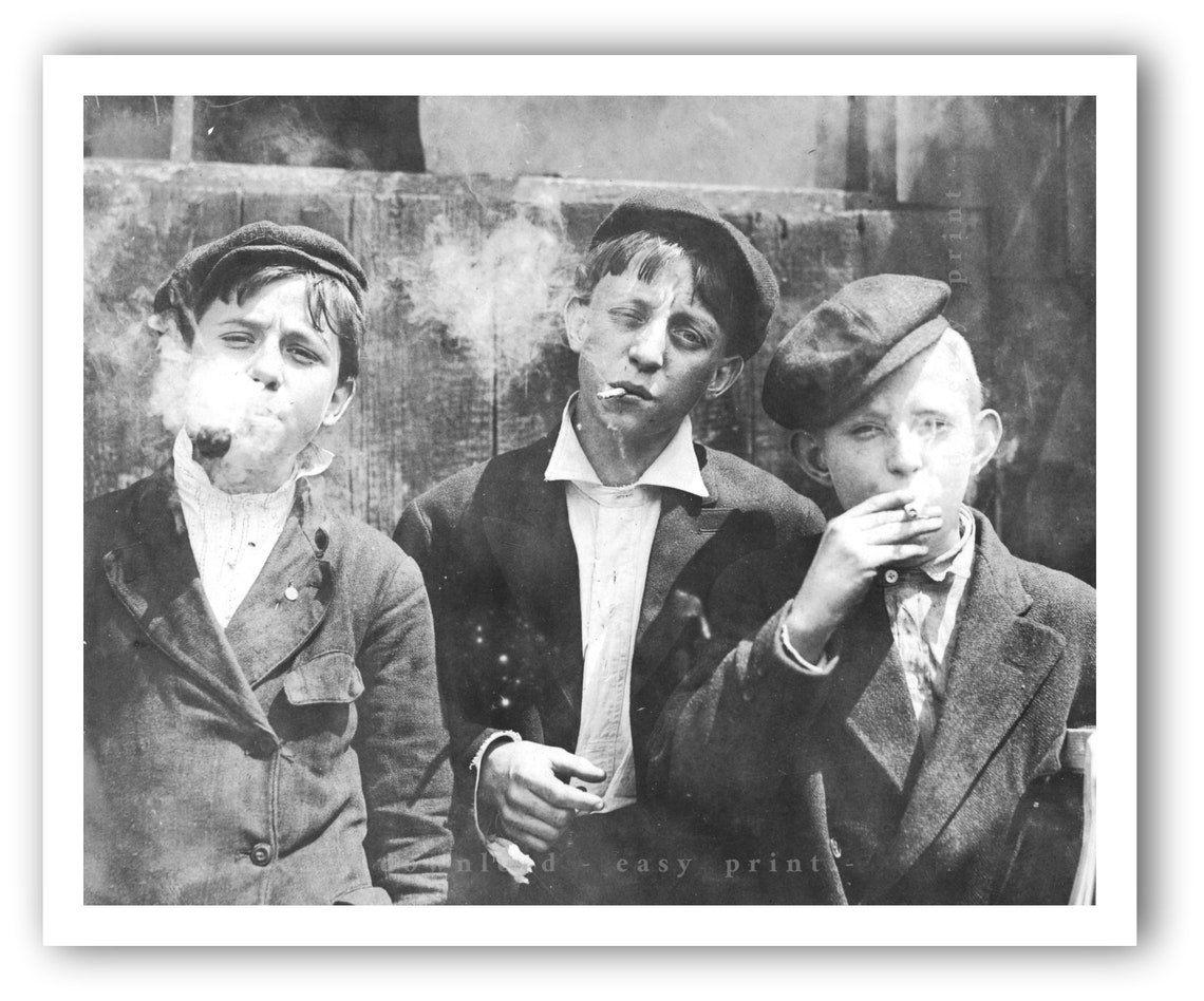1900s Street Kids Smoking Photo – Vintage Printable Poster (digital ...