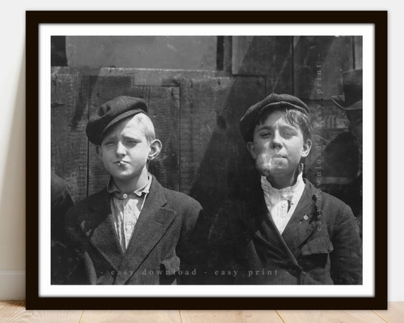 Two Boys Smoking Printable Vintage Photo Poster Instant - Etsy