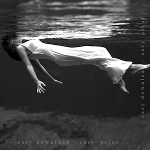 Woman Floating Underwater Photo - Printable Vintage Photo Poster ...