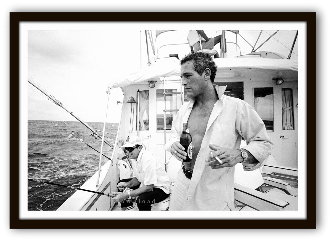 Young Paul Newman on a Boat Printable Vintage Photo Poster | Etsy