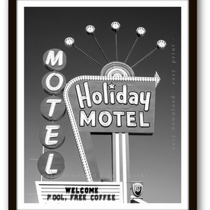 Vintage Motel Neon Sign Holiday - Printable Vintage Photo Poster ...
