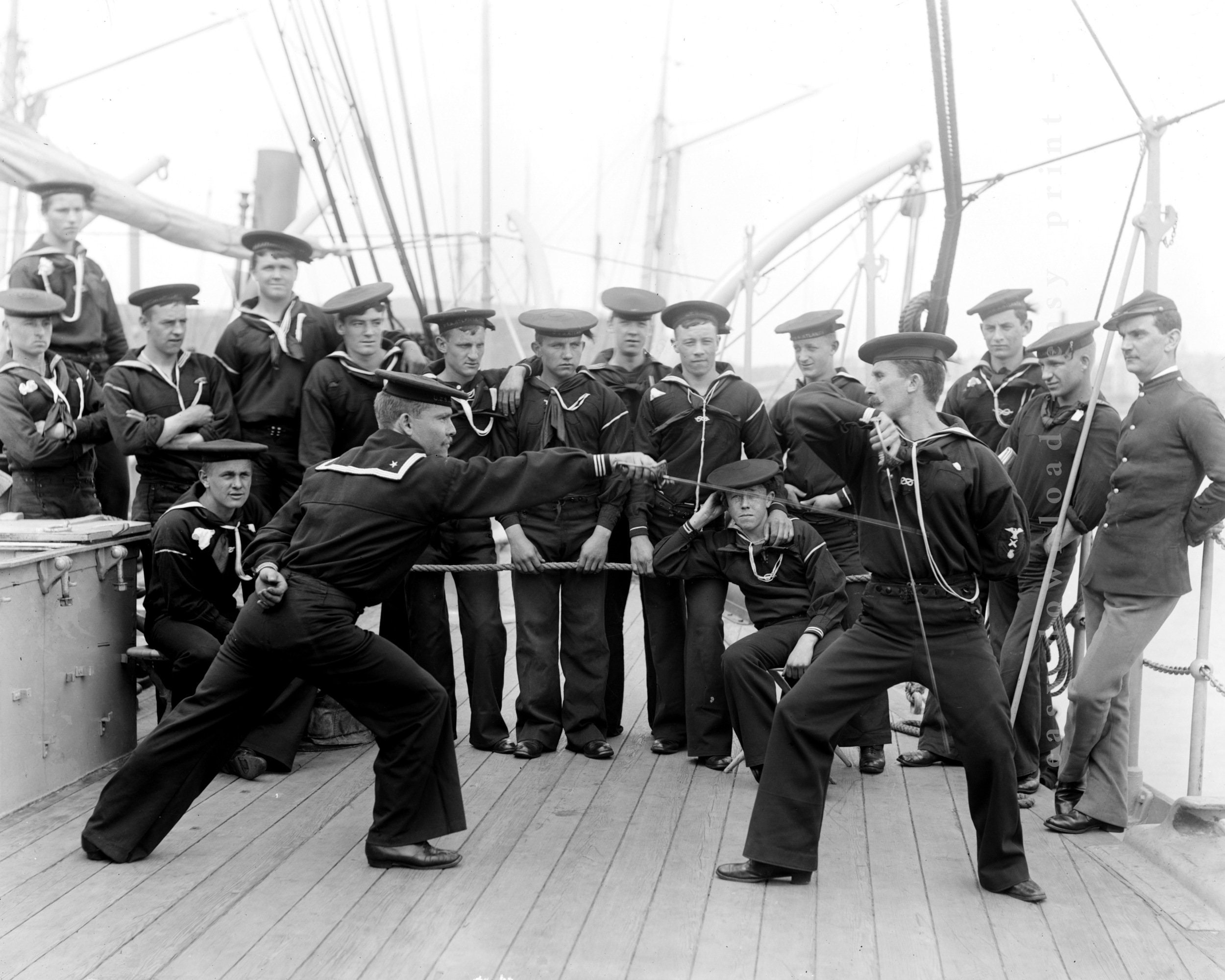 US Navy Fencing on the Deck Printable Vintage Photo Poster | Etsy