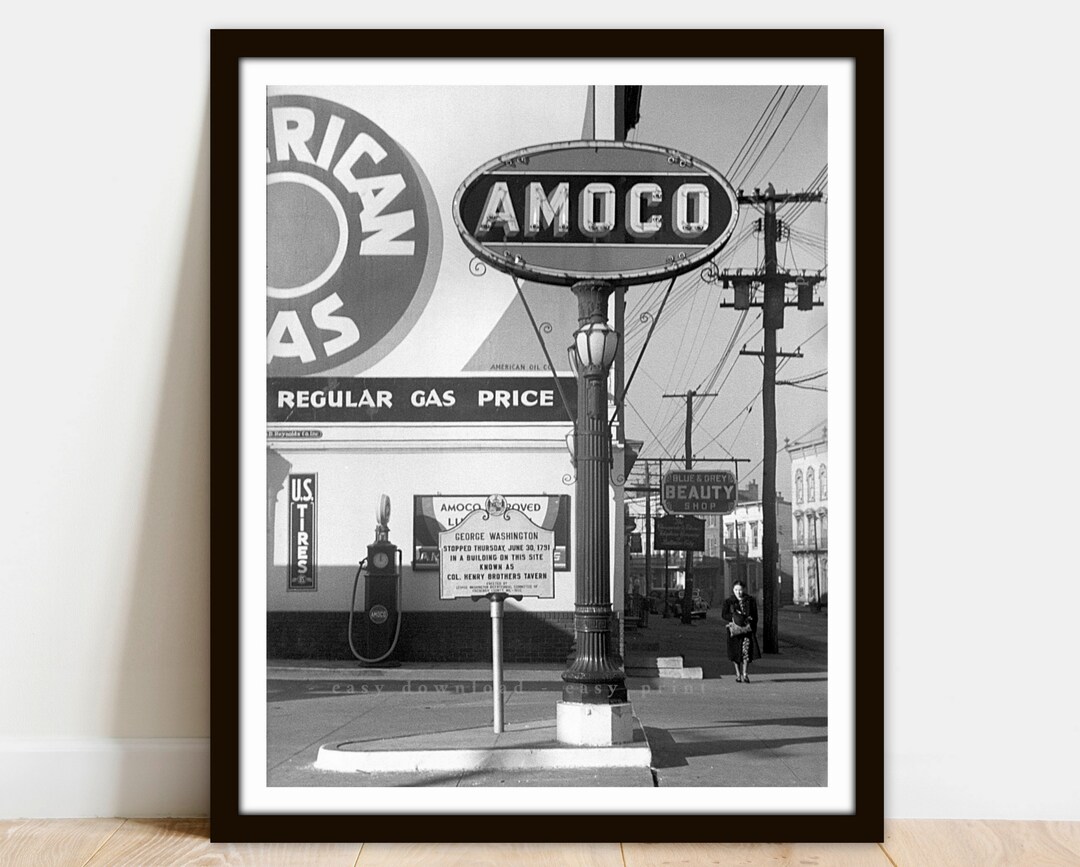 AMOCO Fuel Station Street Photography - Printable Vintage Photo Poster ...