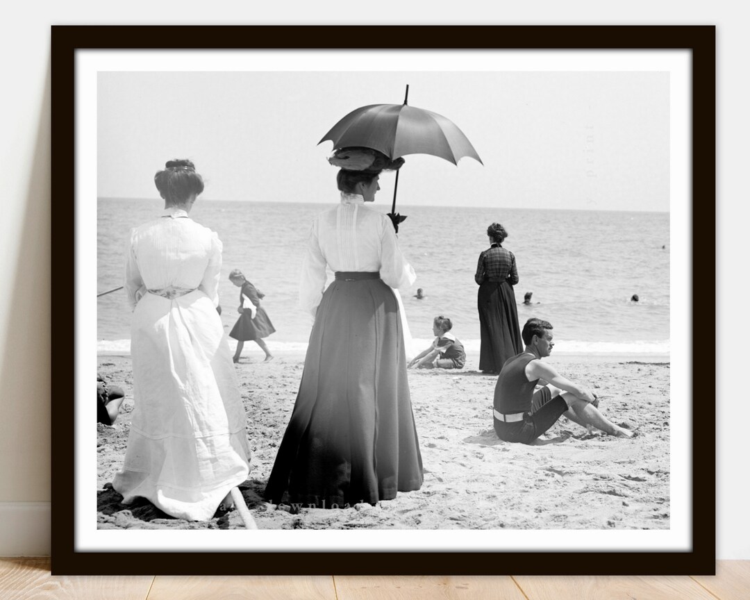 Vintage Beach Photo Print 1900s: Fashionable Seaside Scene (digital ...