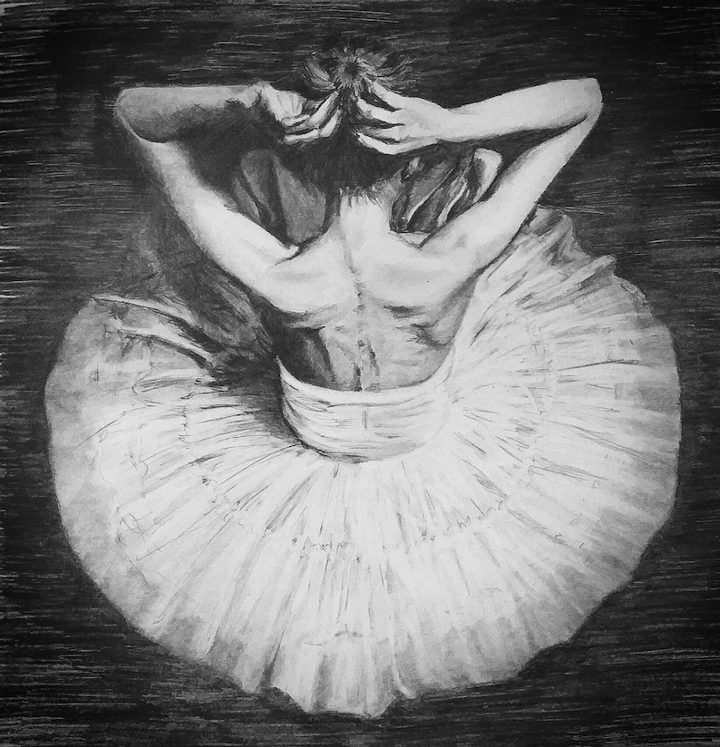 Ballerina Pencil Drawing, Graphite Drawing - Etsy