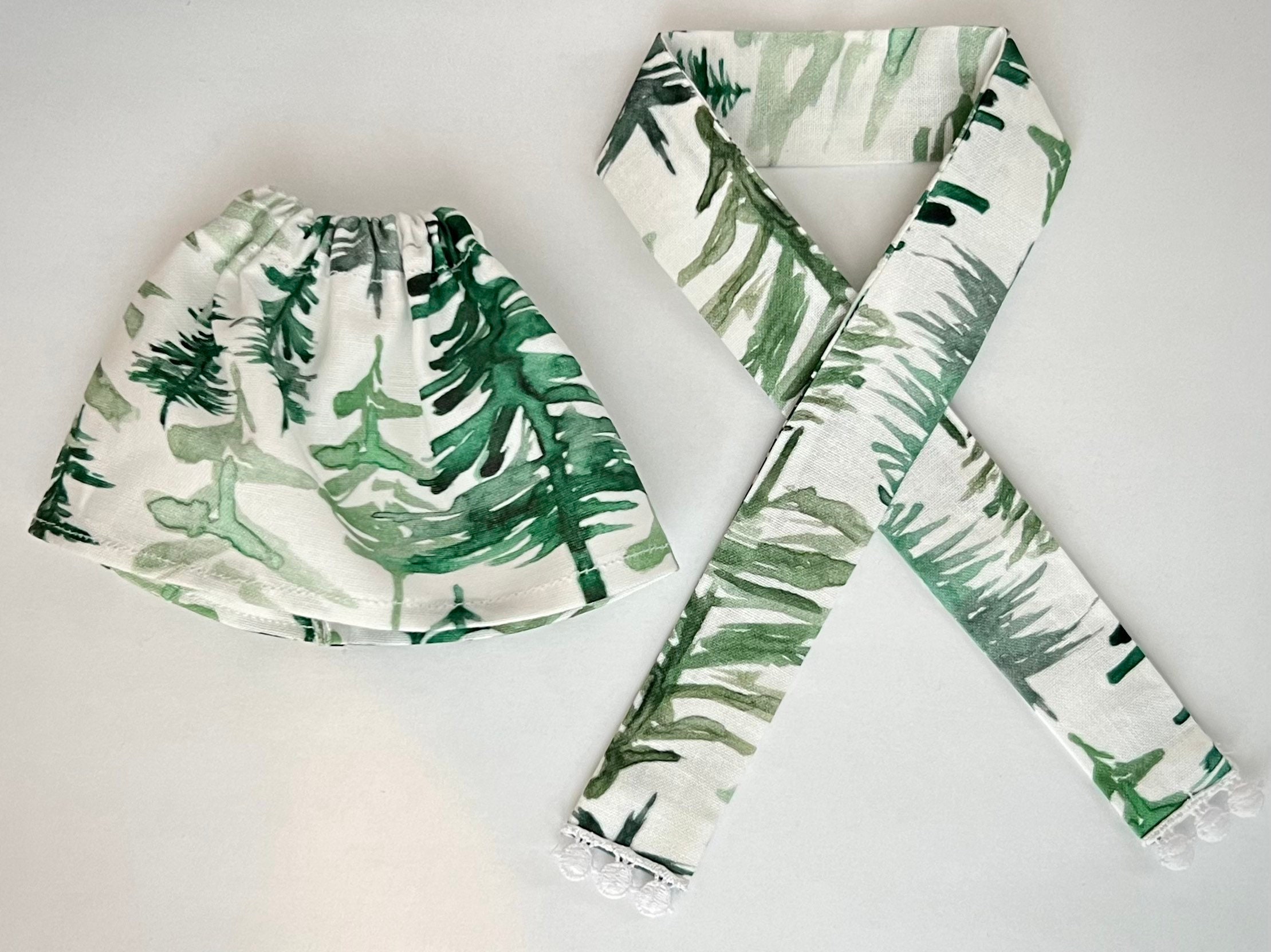Doll/elf Skirt & Scarf Set - Watercolor Trees - Etsy