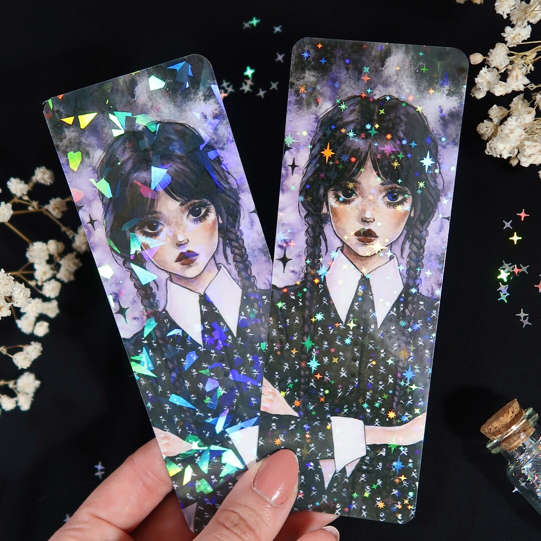 Wednesday Addams Bookmark Double Side Holographic Bookmark Book Lover ...
