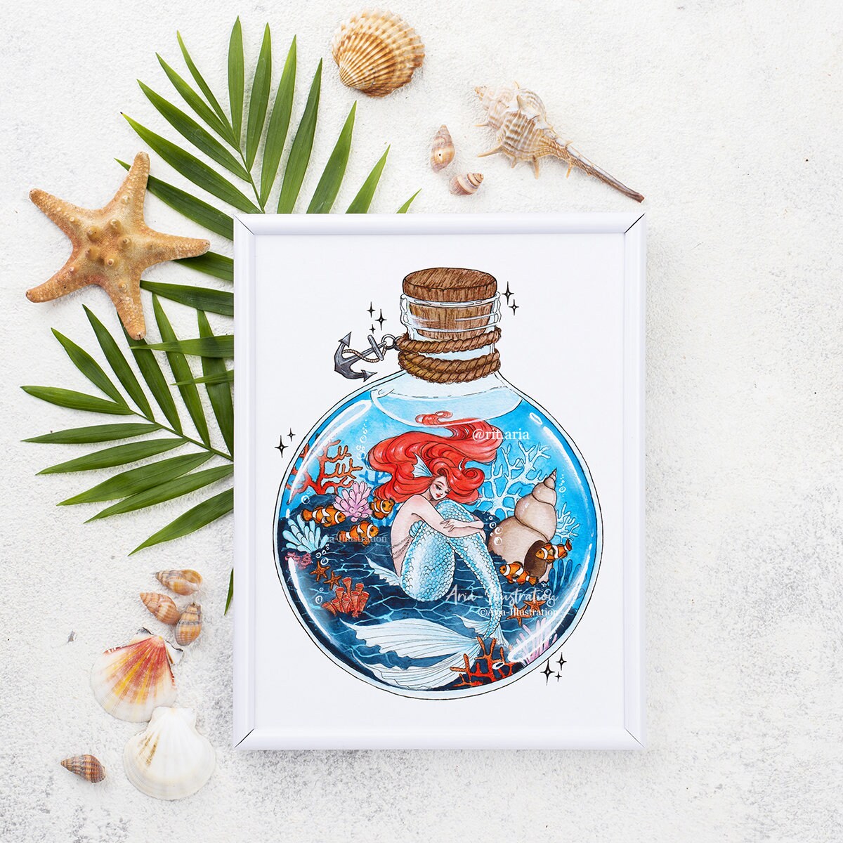 Ocean Mermaid Potion Art Print - Fantasy Illustration- Witchy Potion ...