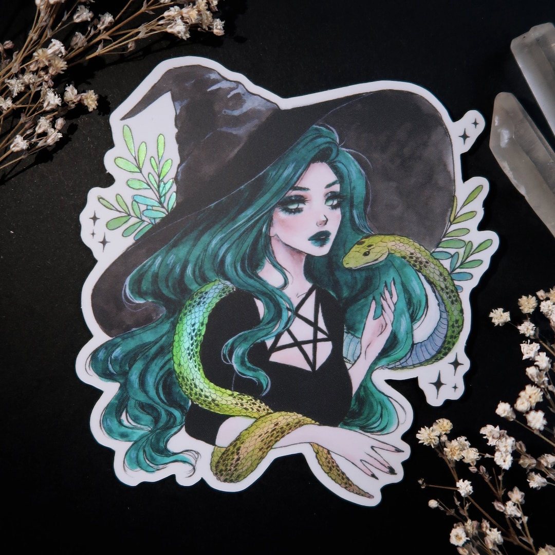 Holographic Snake Witch Sticker OR Magnet Witchy Sparkly Fridge Magnet ...