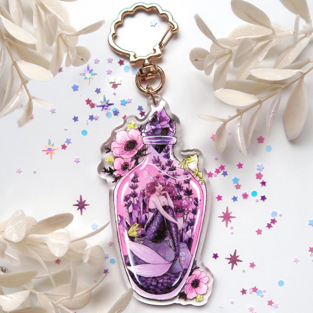 Lavender Magic Potion Glitter Keychain I Acrylic Charm - Dreamy Cute ...