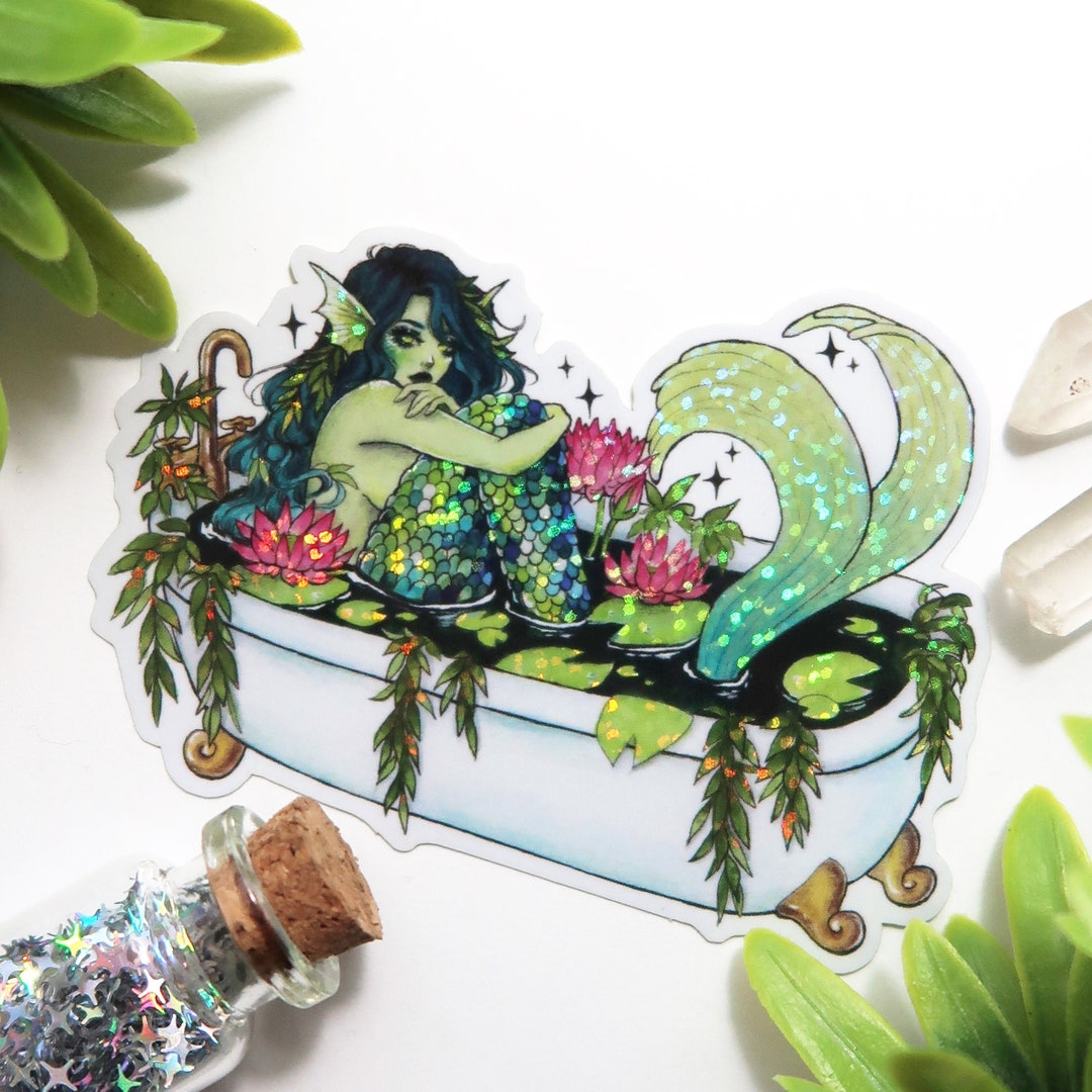 Swamp Mermaid Bath Holograpic Glitter Sticker OR Magnet Cute - Etsy