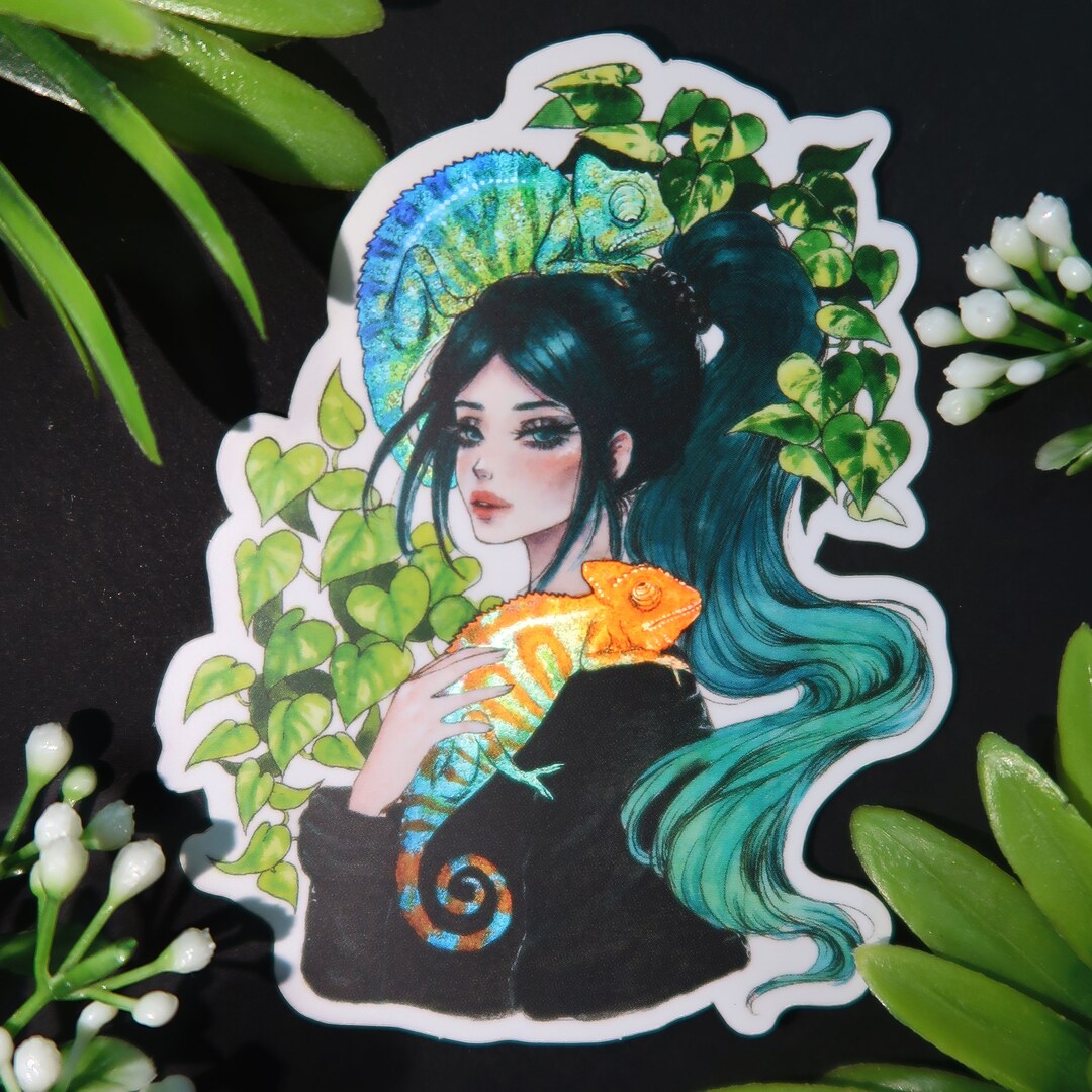 Holographic Chameleon Sticker OR Magnet - Cute Chameleon Fridge Magnet ...