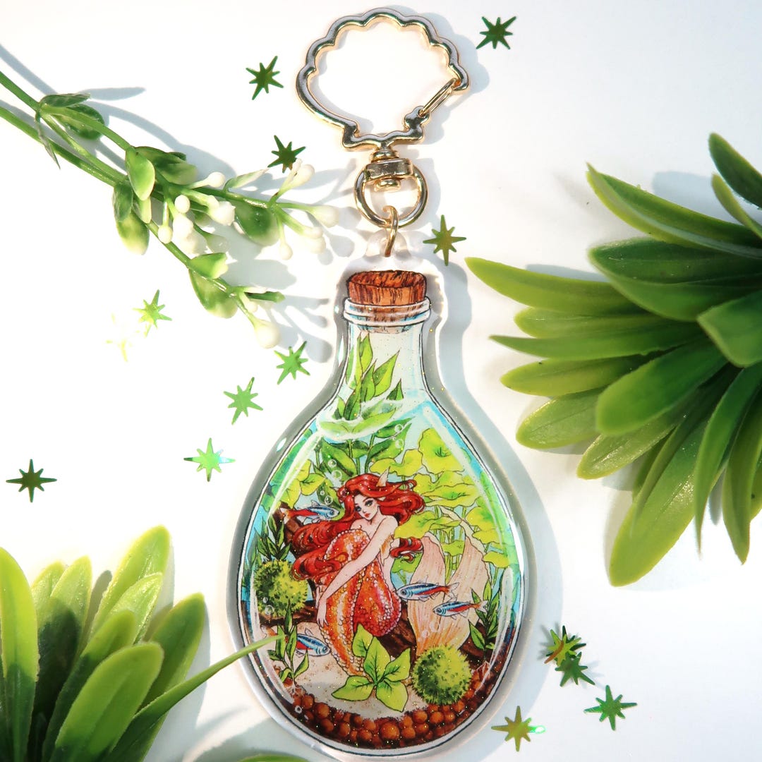 Mermaid Potion Glitter Keychain I Acrylic Charm - Dreamy Cute Mermaid ...