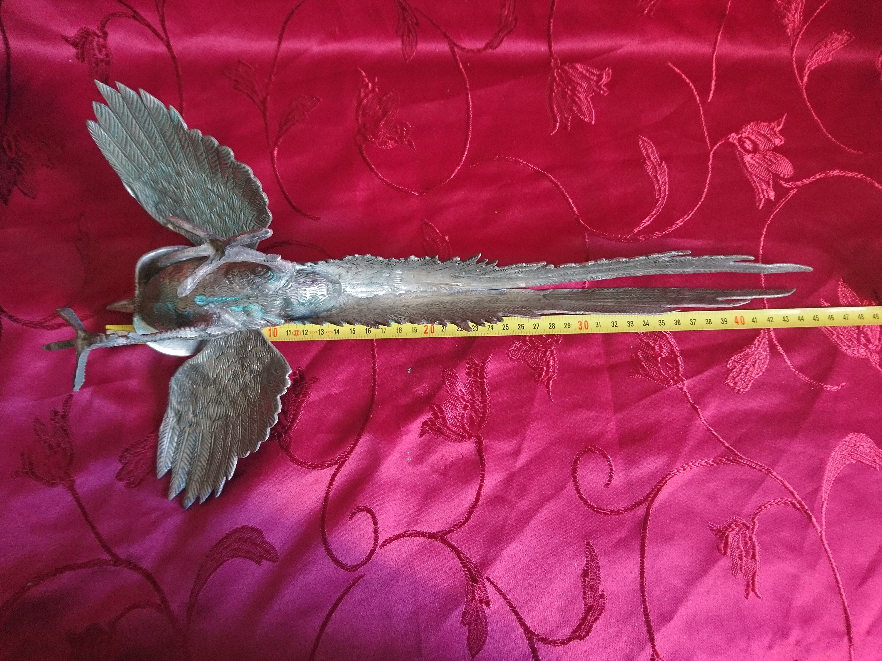 Pair of Silver Bronze Pheasants / Table Decoration / Menu Holder ...