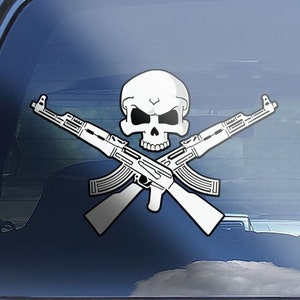 AK-47 Rifle Skull Crossbones Decal Sticker, Ak47 Rifle Decal Sticker ...