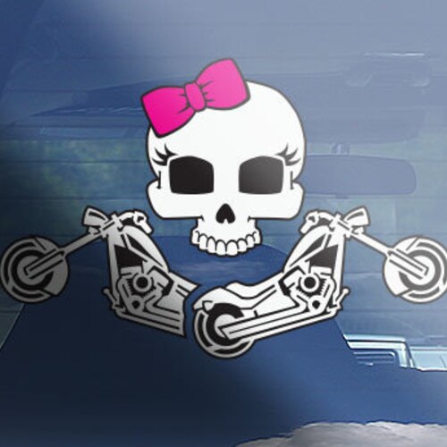 Women's Biker Skull Decal Sticker Girls Motorcycle - Etsy