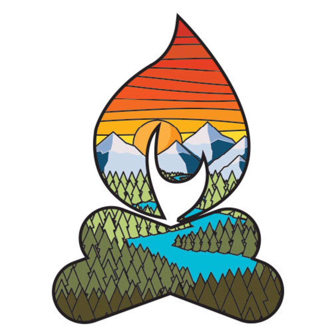 Camp Fire Decal Camping Mountain Scene Sticker Camp Fire Great Outdoors ...
