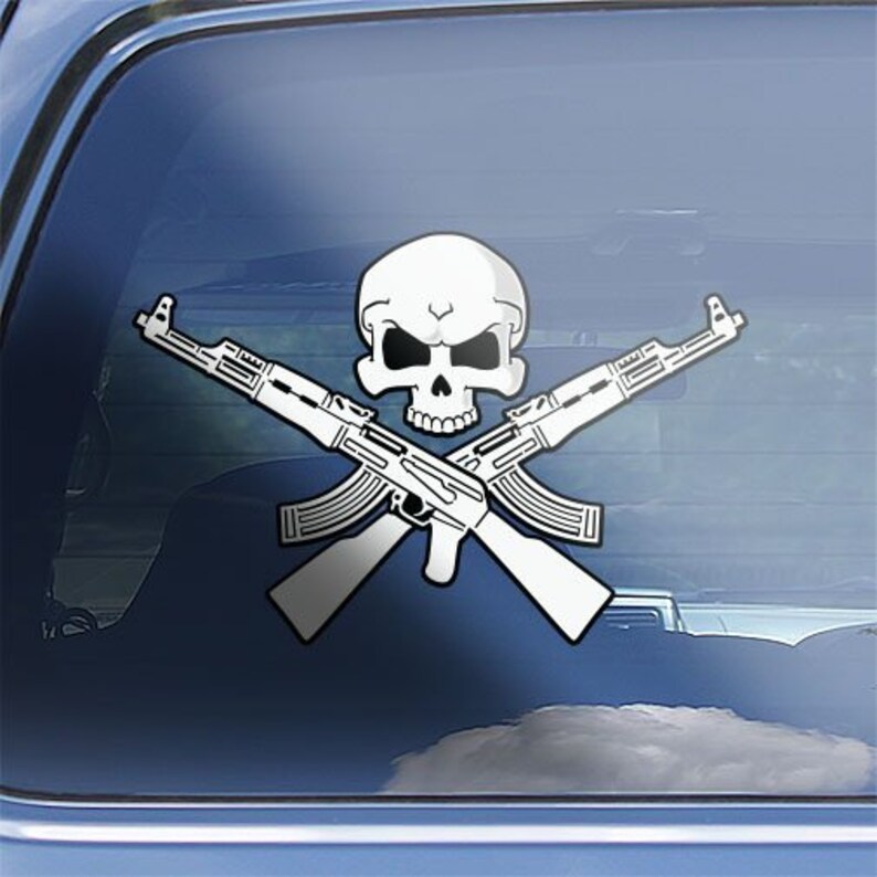 AK-47 rifle skull crossbones decal sticker ak47 rifle decal | Etsy