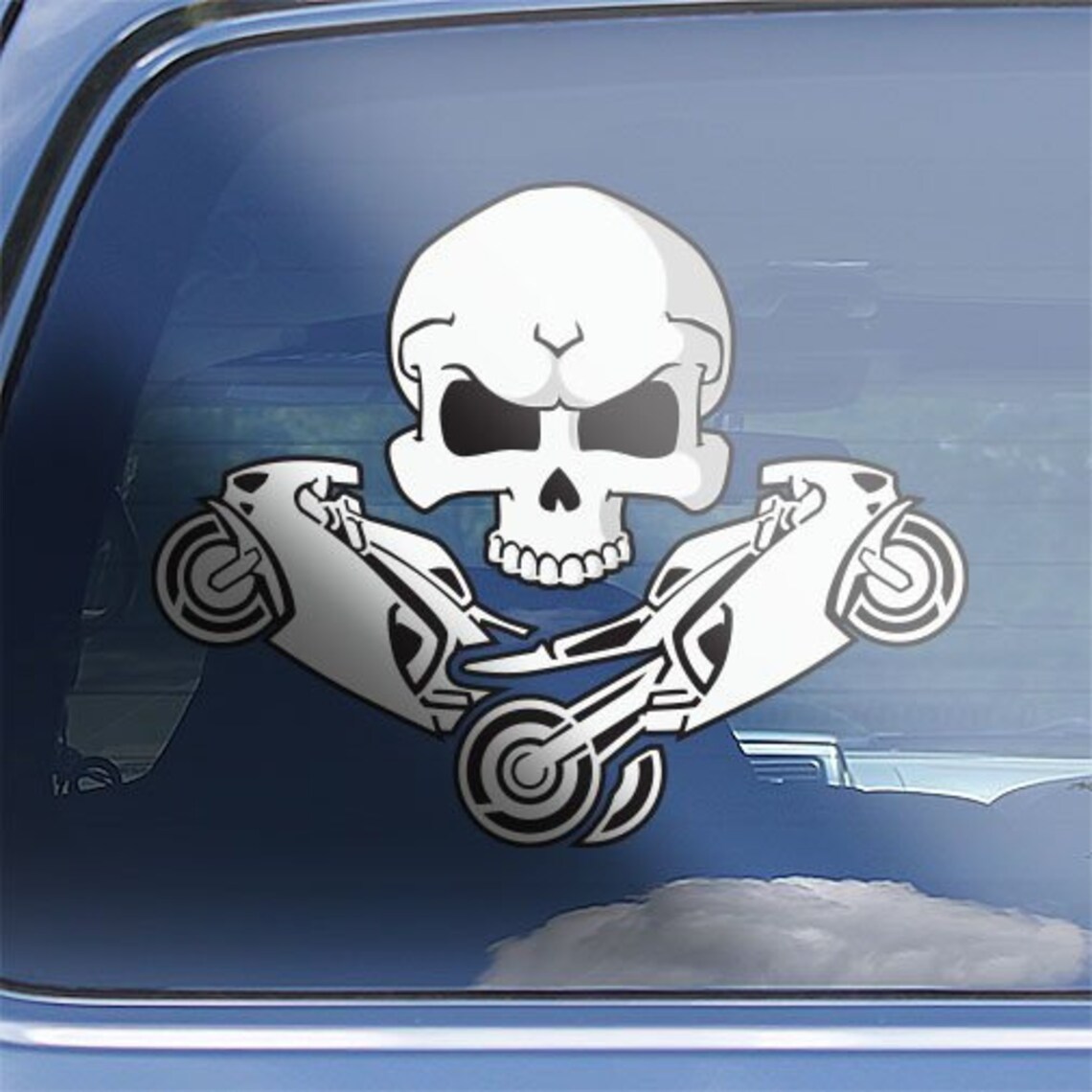 Sport bike skull crossbones decal sticker sport bikers window | Etsy